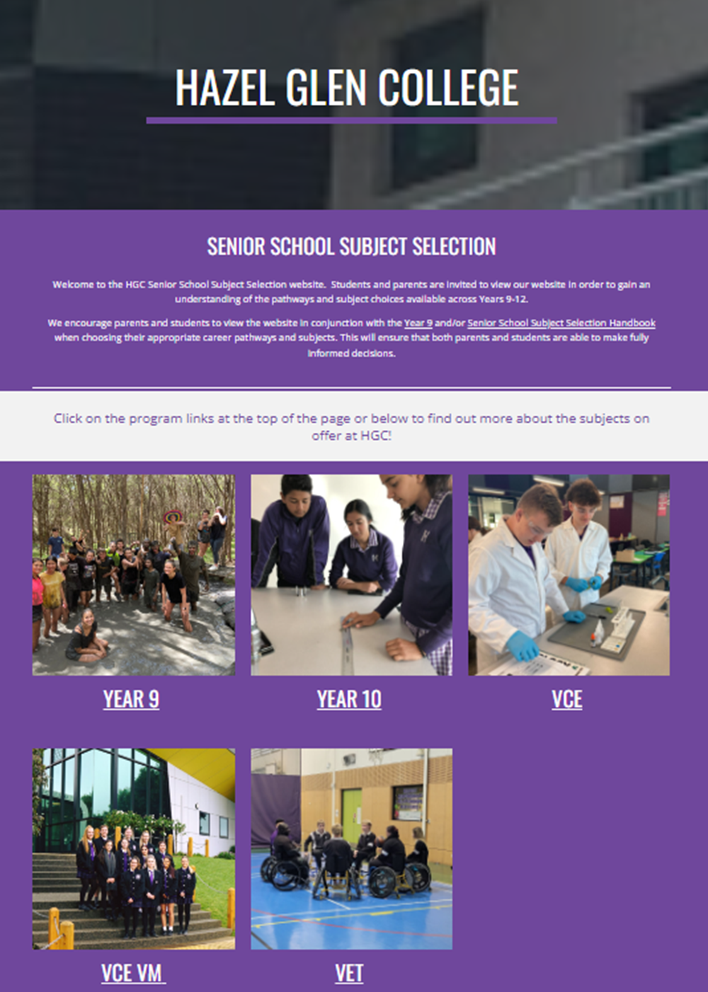 Secondary Years | Year 6 – Year 12 – Hazel Glen College